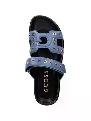 Guess Eyelet Detail Strap Platform Slides - Blue