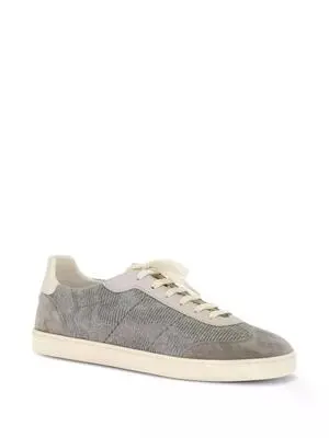 Brunello Cucinelli Cotton Knit, Suede And Matte Calfskin Sneakers