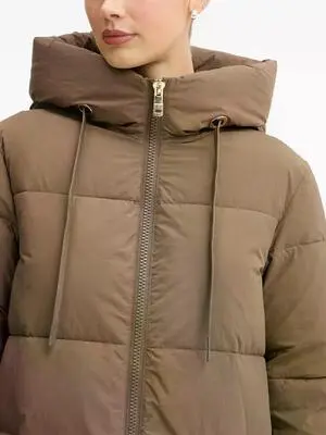 MOS MOSH Mos Mosh Hooded Quilted Coat With Two-Way Zip Brown