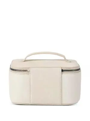 Brunello Cucinelli Grained Calfskin Jewelry Box With Shiny Zipper Pull - Neutrals
