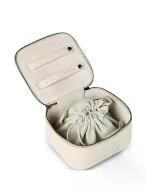 Brunello Cucinelli Grained Calfskin Jewelry Box With Shiny Zipper Pull - Neutrals