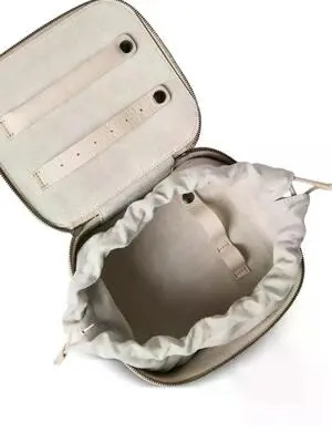 Brunello Cucinelli Grained Calfskin Jewelry Box With Shiny Zipper Pull - Neutrals