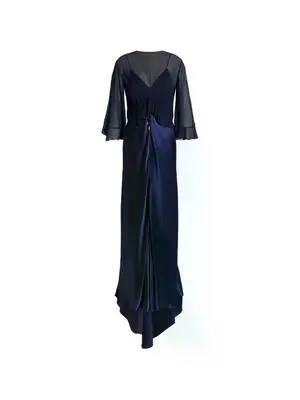 Alberta Ferretti Flared-sleeve Gathered Dress - Blue