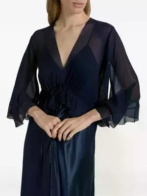 Alberta Ferretti Flared Sleeve Gathered Maxi Dress