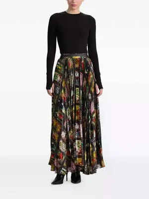 Alice + Olivia Katz Pleated Maxi Skirt - Black