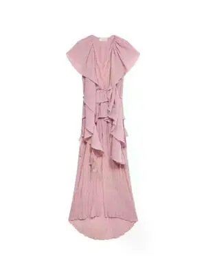 Blumarine Pleated Ruffled Dress - Pink