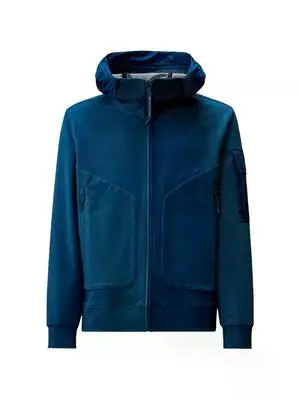 C.P. COMPANY Metropolis Series Stretch Fleece Mixed Hooded Sweatshirt - Blue