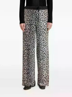 OUI Drawstring Animal-print Trousers - Neutrals