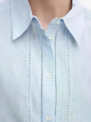 MOS MOSH Light Button-down Shirt With Ladder Stitch Detail - Blue