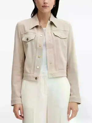 MARC AUREL Beige Buttoned Pocket Cropped Jacket
