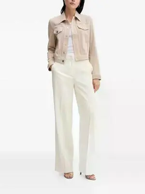 MARC AUREL Beige Buttoned Pocket Cropped Jacket