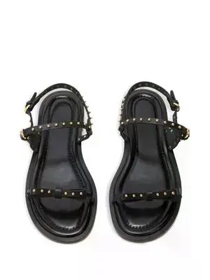 ODISSI Jackie Bow Detail Leather Sandals - Black