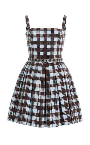 Oscar De La Renta Gingham Sleeveless Cotton-poplin Mini Dress - Plaid