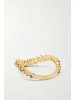 Yvonne Léon Alliance Vague Sapphire And Tsavorite Ring