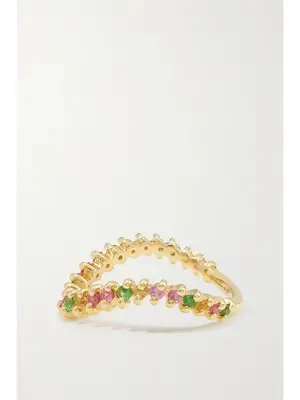 Yvonne Léon Alliance Vague Sapphire And Tsavorite Ring
