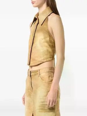 Blumarine Button Denim Halter Top