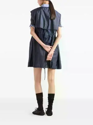 Prada Sleeveless Re-nylon Mini Dress With Drawstring Waist - Blue