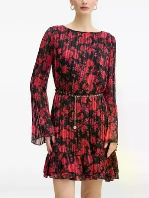 Guess Floral Print Pleated Mini Dress