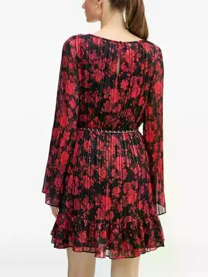 Guess Floral Print Pleated Mini Dress