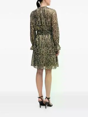 MARC AUREL Printed Snake-print Belted Mini Dress