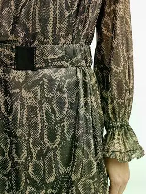 MARC AUREL Printed Snake-print Belted Mini Dress