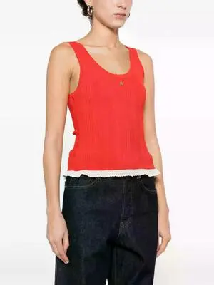 Sandro Lace Trim Ribbed Knit Vest