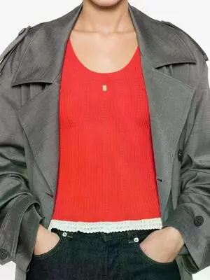 Sandro Lace Trim Ribbed Knit Vest