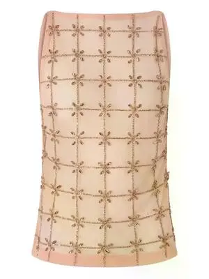 Pinko Embellished Sleeveless V-neck Tulle Top - Pink