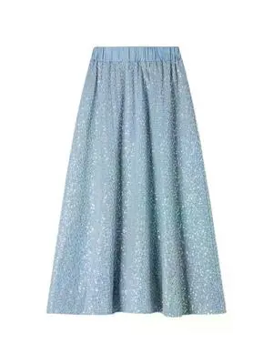 Sandro Maxi Striped Sequin Embellished Skirt - Blue