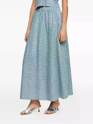 Sandro Maxi Striped Sequin Embellished Skirt
