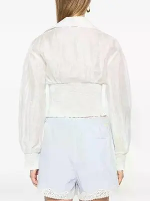 Sandro Smocked Cropped Shirt - White