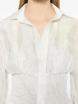 Sandro Smocked Cropped Shirt - White