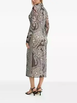 MARC AUREL Printed Mock Neck Midi Dress