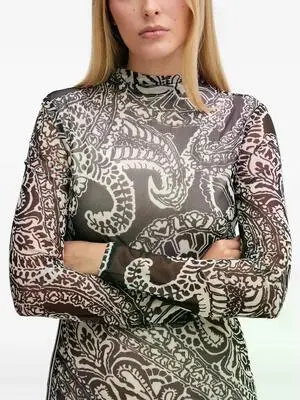 MARC AUREL Printed Mock Neck Midi Dress