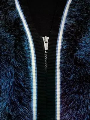 Guess Katia Striped-trim Faux Fur Jacket - Blue