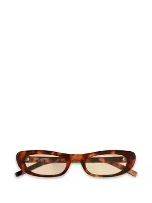 Saint Laurent Tortoiseshell Oval Frame Sunglasses - Brown