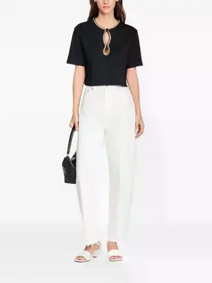Sandro Rhinestone Embellished Cropped T-shirt - Black
