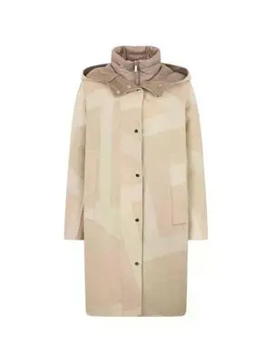 MOORER Hooded Graphic Coat - Neutrals