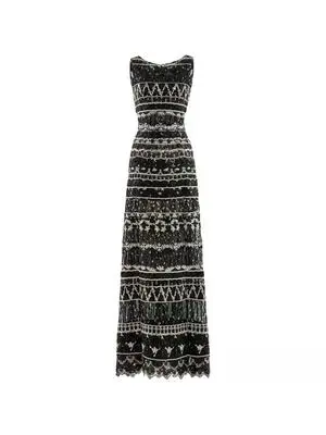 SAIID KOBEISY Embroidered Long Dress - Black