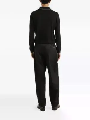 Dolce & Gabbana Long Sleeve V-neck Top With Contrast Stitching