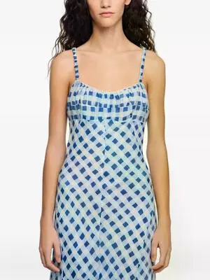 Sandro Maxi Gingham Linen Dress