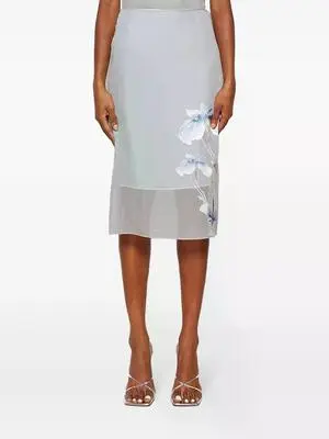 Givenchy Floral-print Midi Skirt - Blue