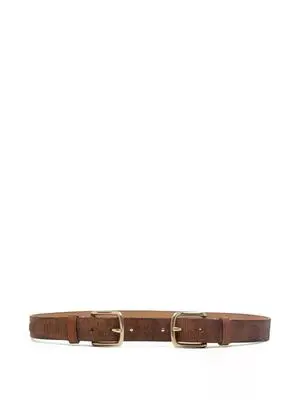 R13 Double-buckle Leather Belt - Brown