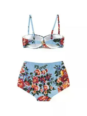 Dolce & Gabbana Floral Print Bikini Set - Blue