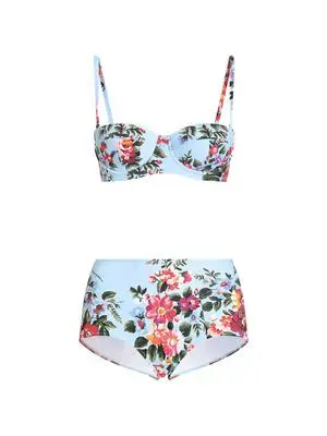 Dolce & Gabbana Floral Print Bikini Set - Blue