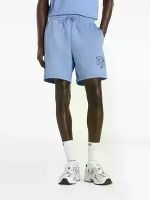 NEW BALANCE Fleece Shorts With Logo Detail - Blue