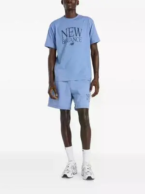 NEW BALANCE Fleece Shorts With Logo Detail - Blue