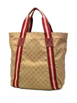 Gucci Gg Canvas Web Tote Bag - Brown