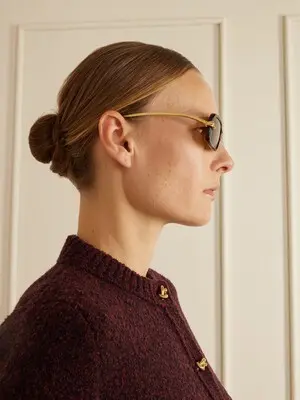 Bottega Veneta Knot Rectangle-frame Sunglasses In Acetate And Gold Tone - Tortoiseshell