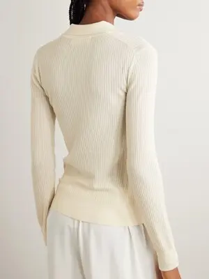 LISA YANG Agata Ribbed Cashmere Cardigan - Neutrals